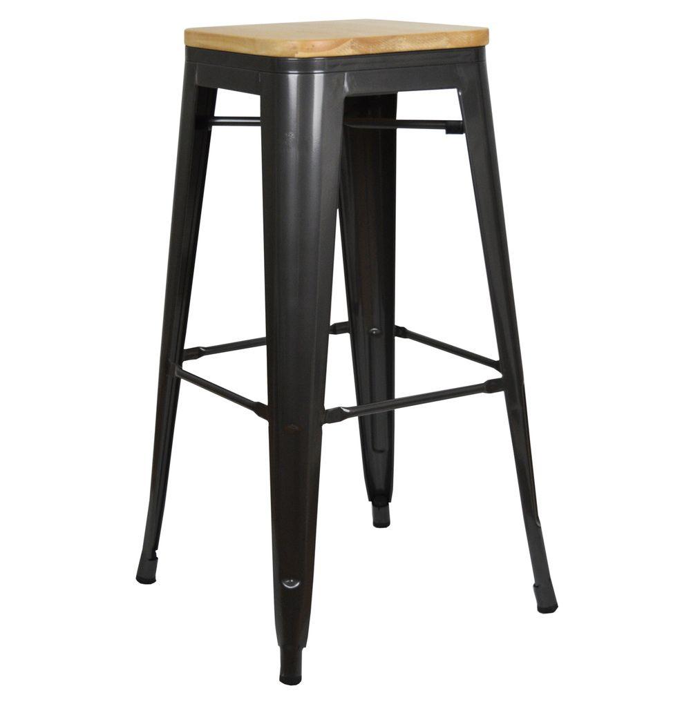 Banqueta Tolix con asiento de madera - Cordoba Deco