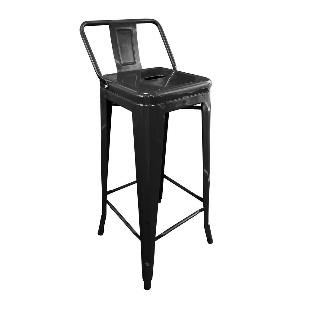 Banqueta Tolix De Chapa Con respaldo Negra - Cordoba Deco